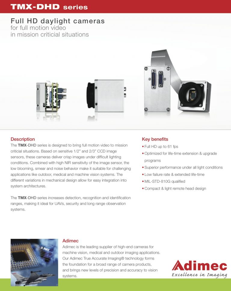 TMX DHD series detailed specifications datasheet - Adimec